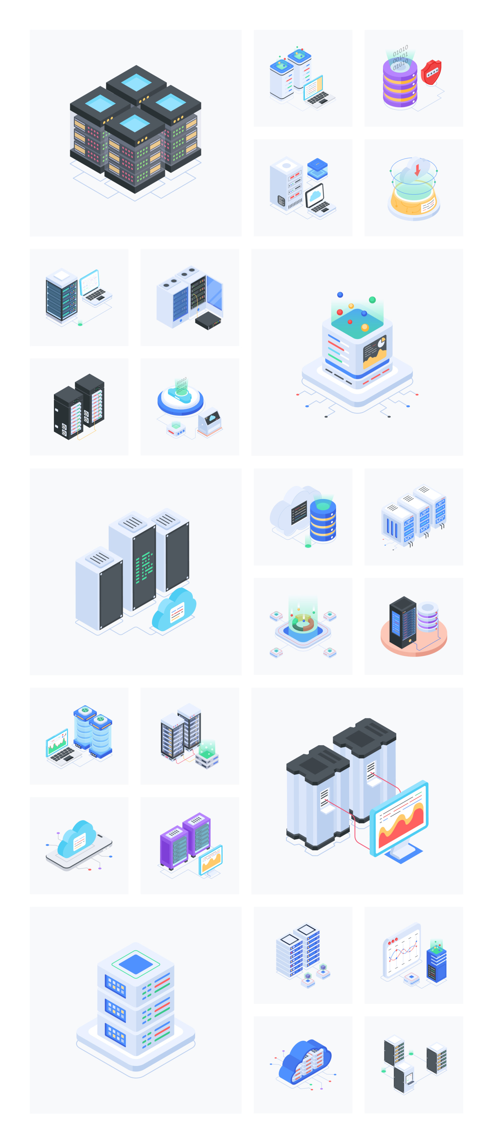 Animated Database Icon Set on Yellow Images Creative Store