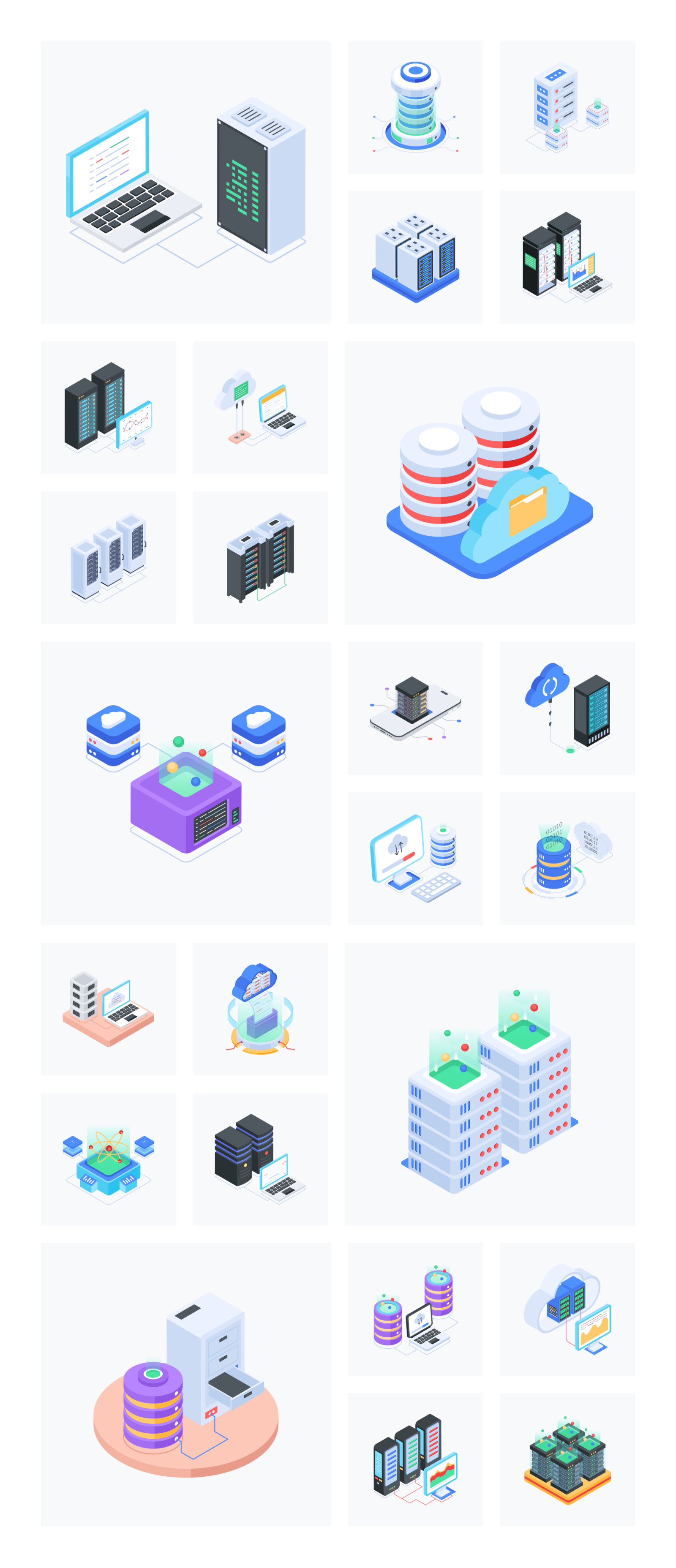 Animated Database Icon Set on Yellow Images Creative Store