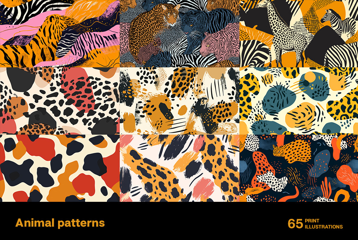 Animal patterns on Yellow Images Creative Store