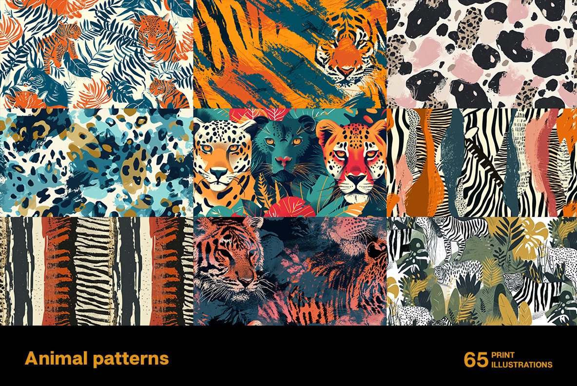 Animal patterns on Yellow Images Creative Store