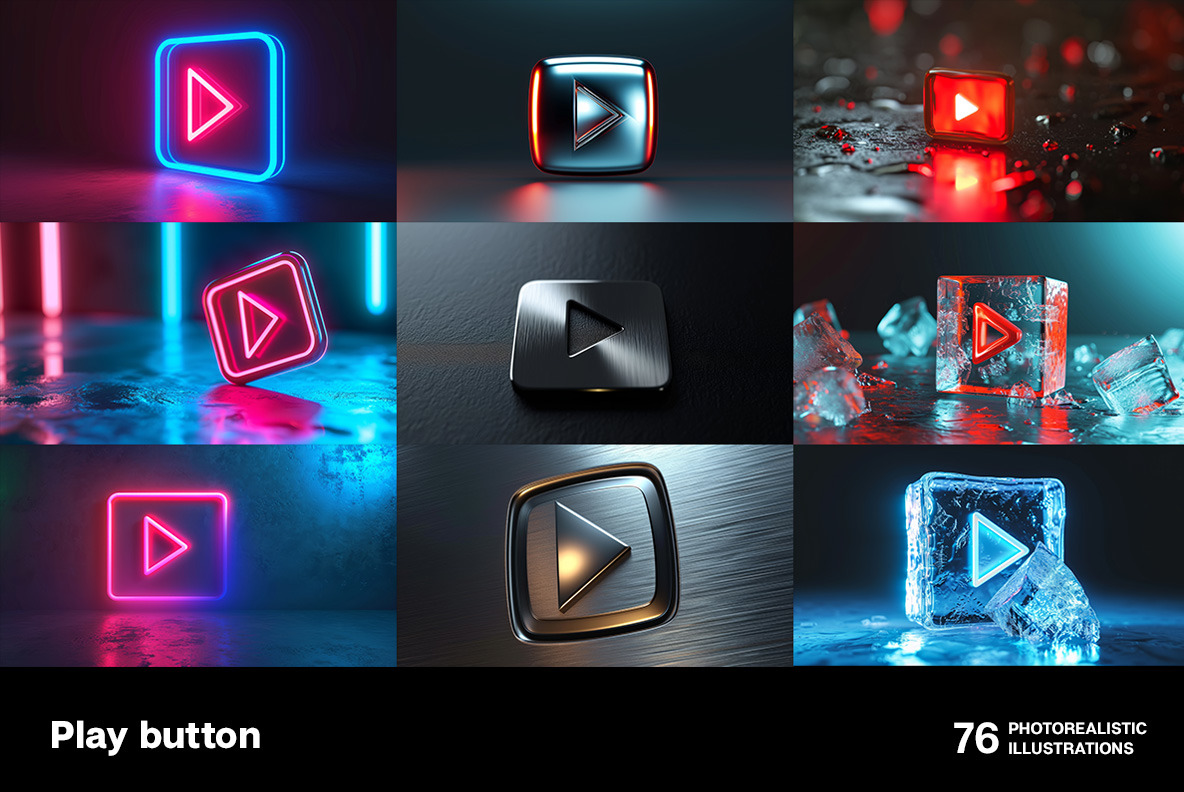 Play buttons on Yellow Images Creative Store