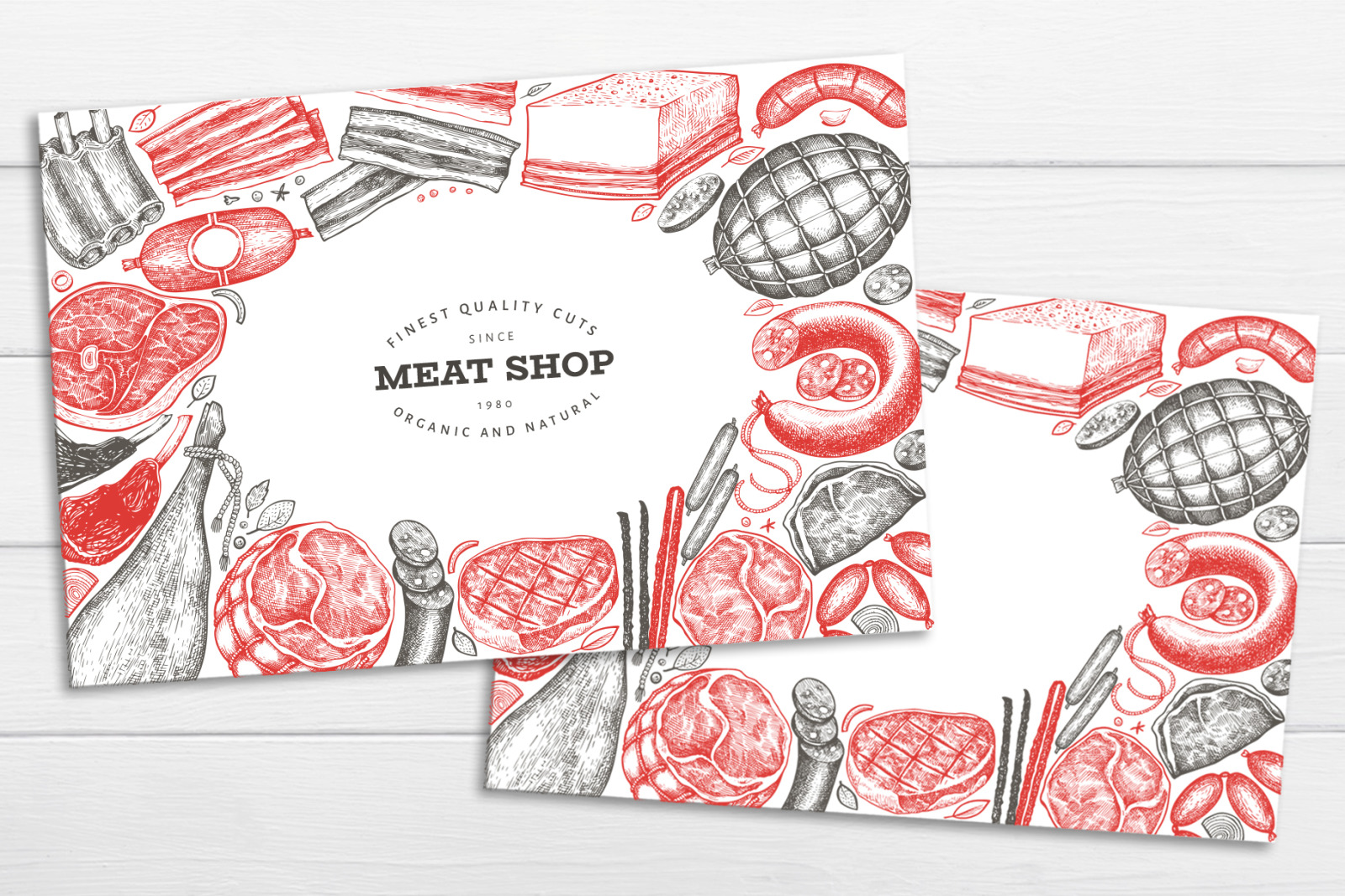 Butcher Shop Vector Collection on Yellow Images Creative Store