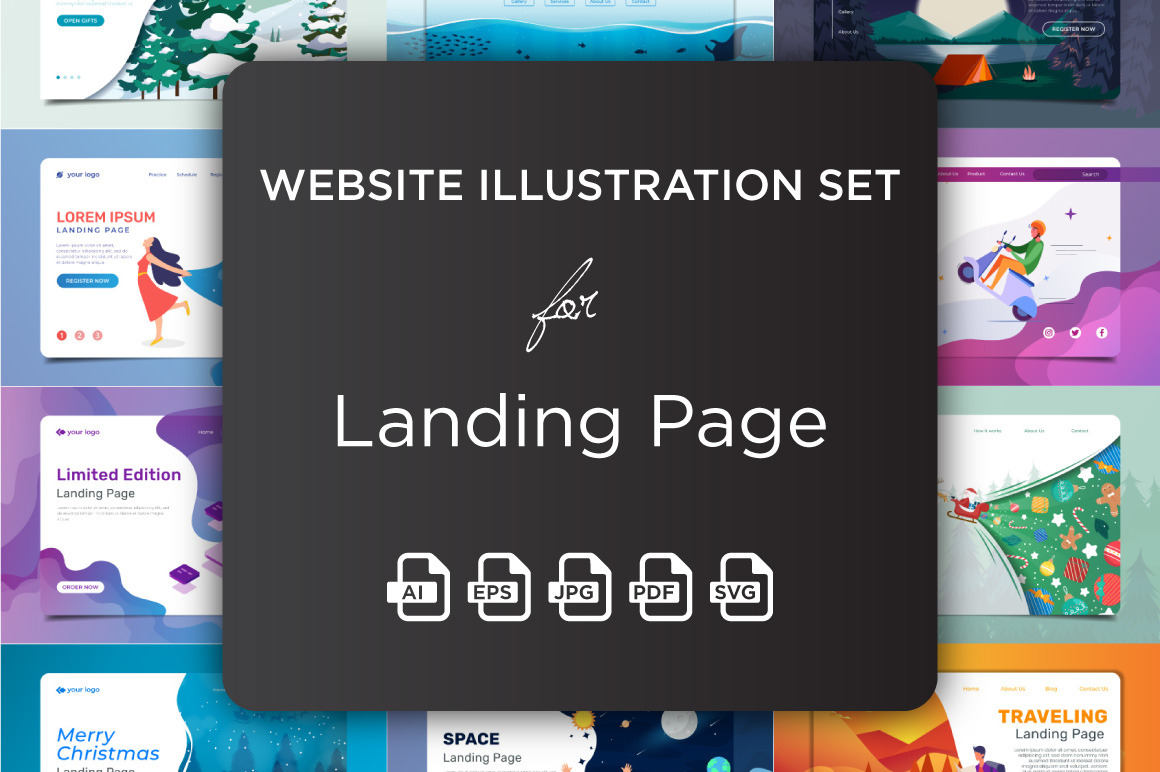 Website Illustration set - Landing Page on Yellow Images Creative Store