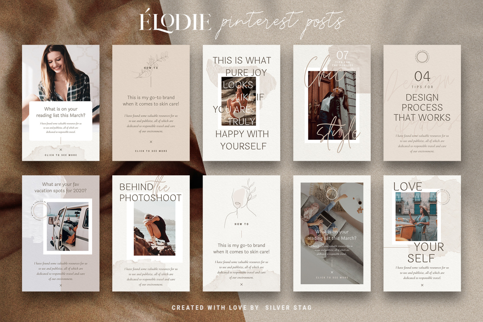 Elodie - Canva Pinterest Post Templates on Yellow Images Creative Store