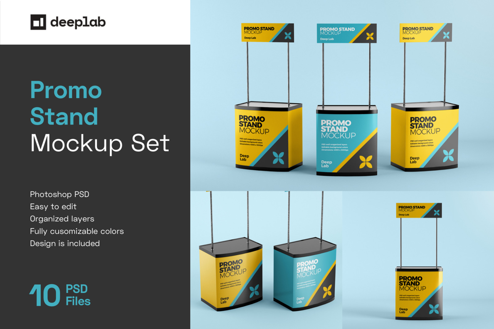 Promo Stand Mockup Set On Yellow Images Creative Store Promo Stand Mockup Set On Yellow Images Creative Store