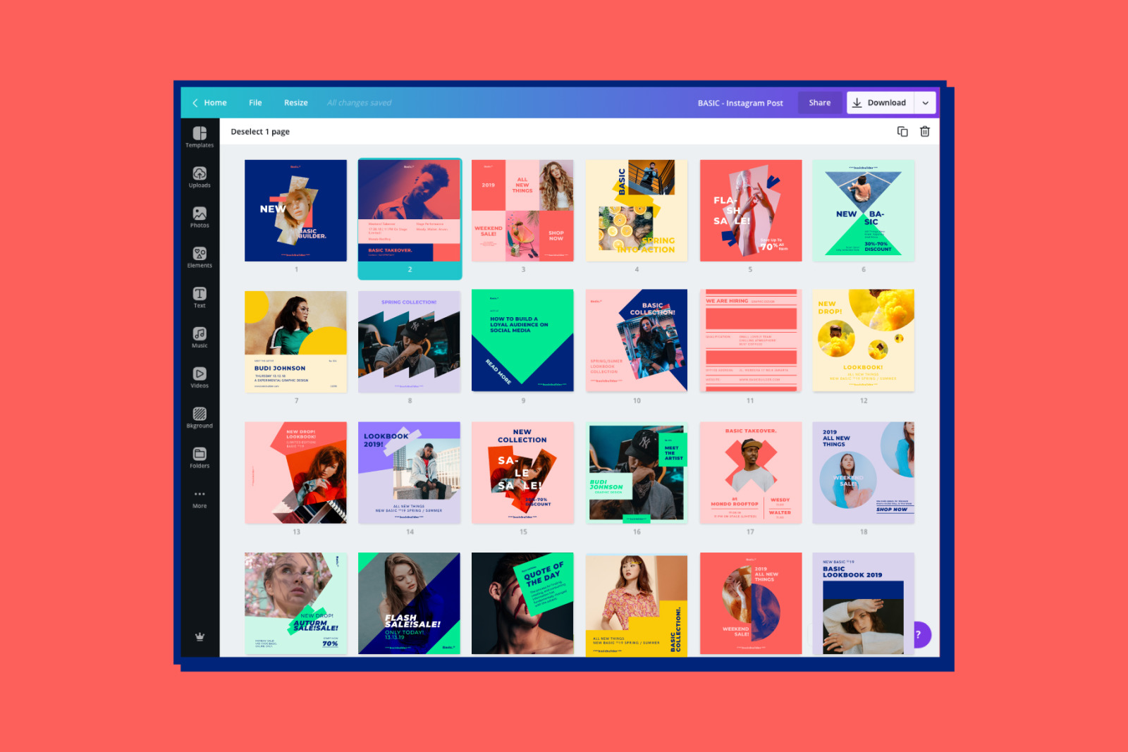 BASIC - Social Media Kit Collection on Yellow Images Creative Store