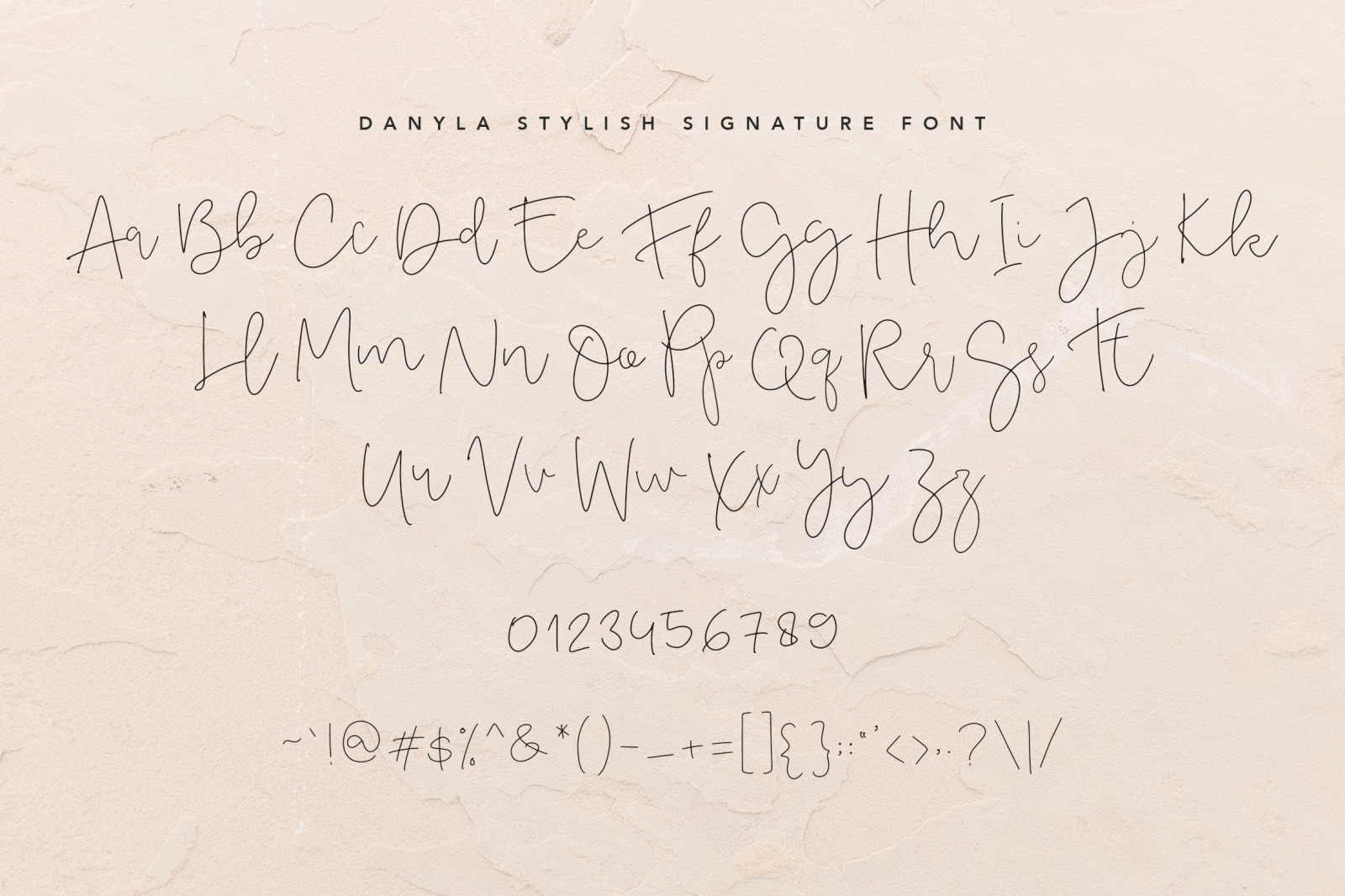 Danyla Stylish Signature Font on Yellow Images Creative Store
