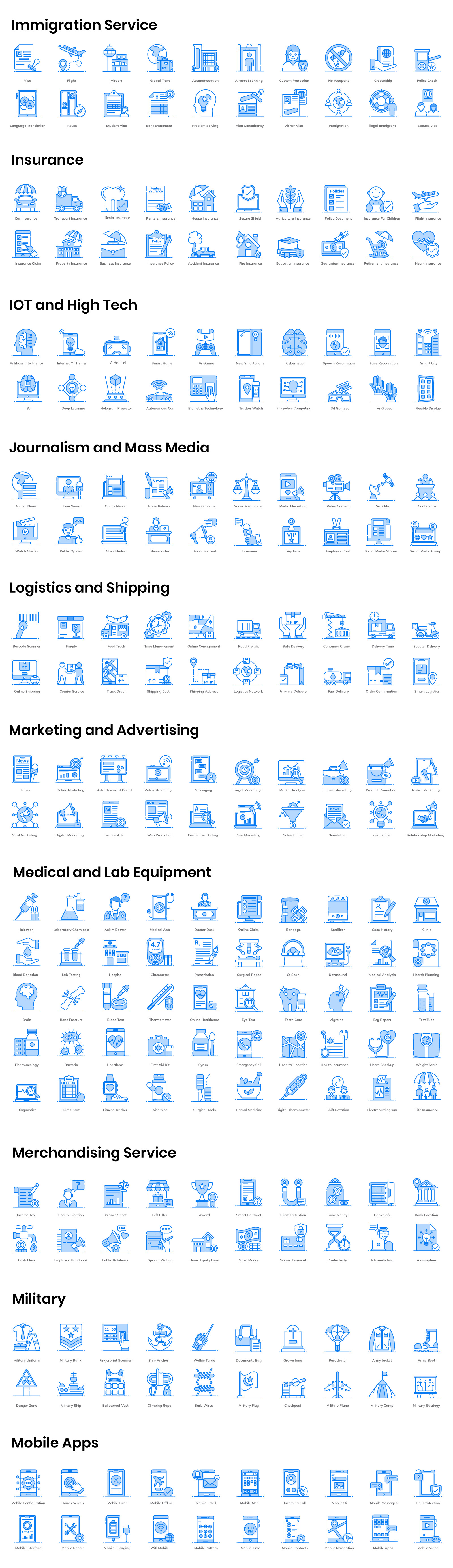 1200+ Flat Outline Icons on Yellow Images Creative Store