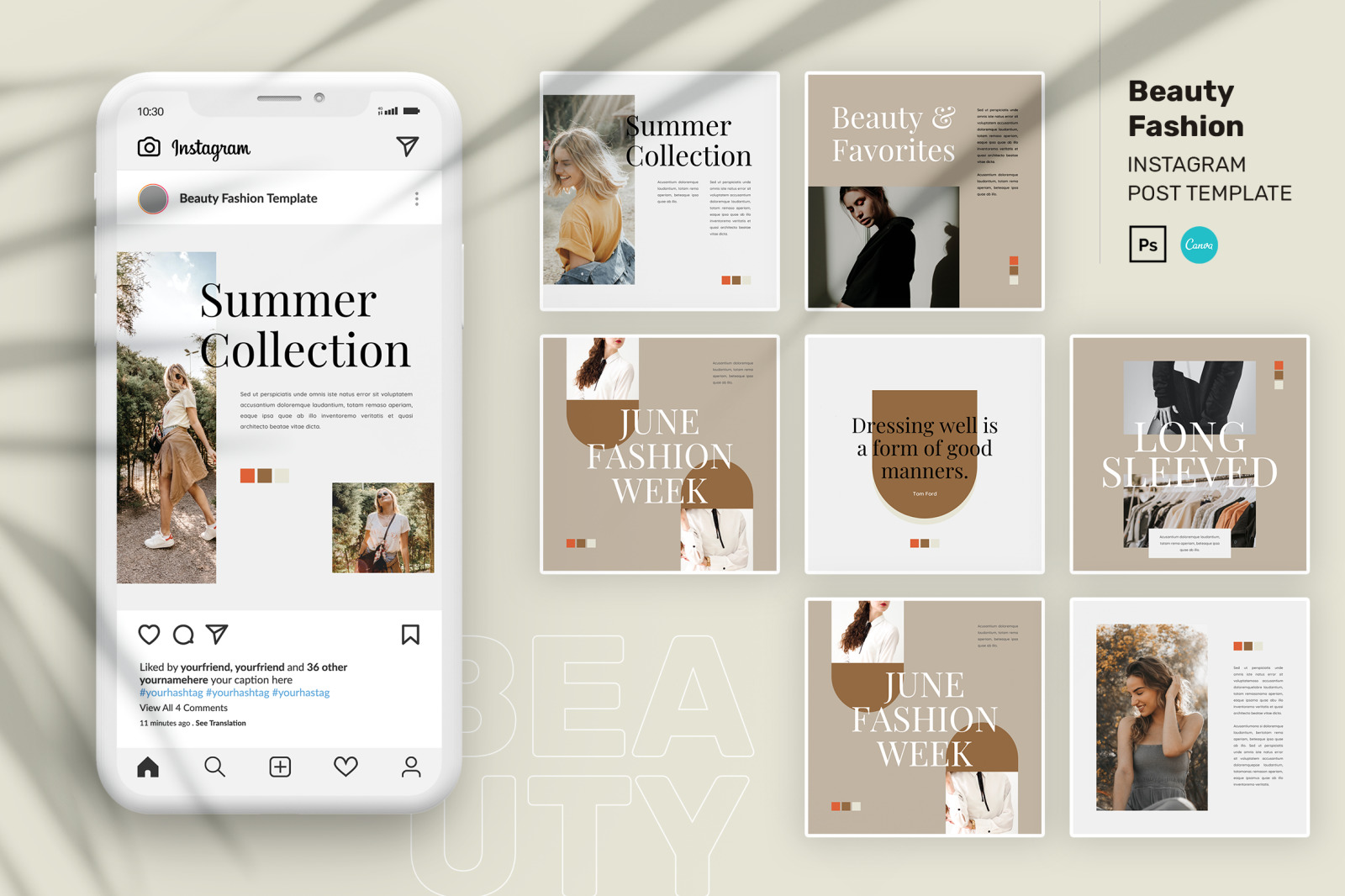 Beauty Fashion Instagram Post Canva Template On Yellow Images Creative 