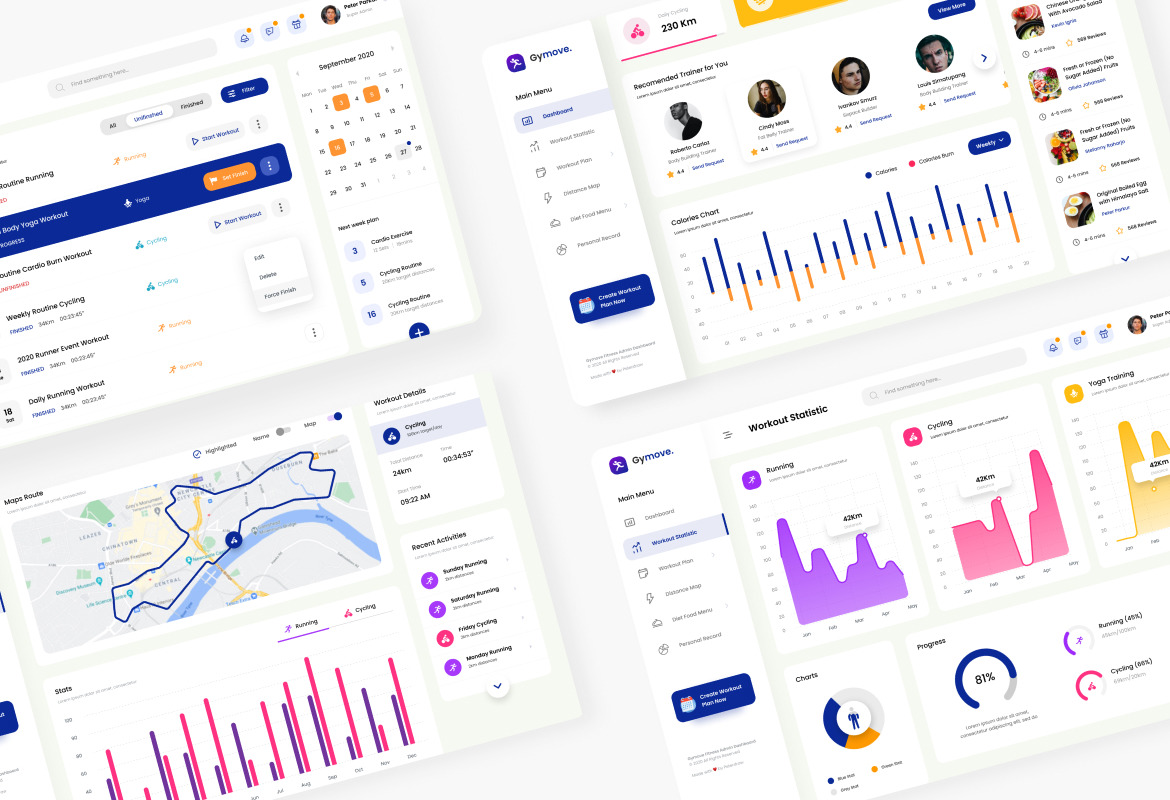 Gymove - Fitness Admin Dashboard Website Design UI on Yellow Images ...
