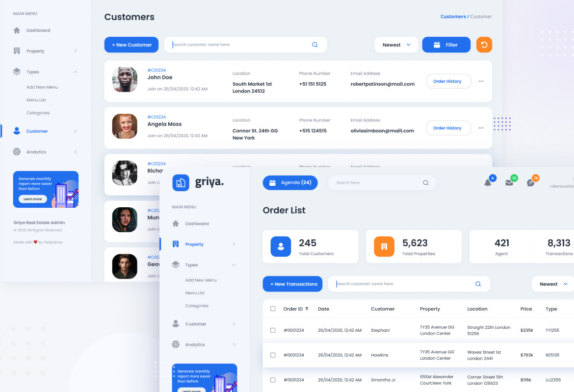 Griya - Real Estate Admin Dashboard UI Template on Yellow Images ...